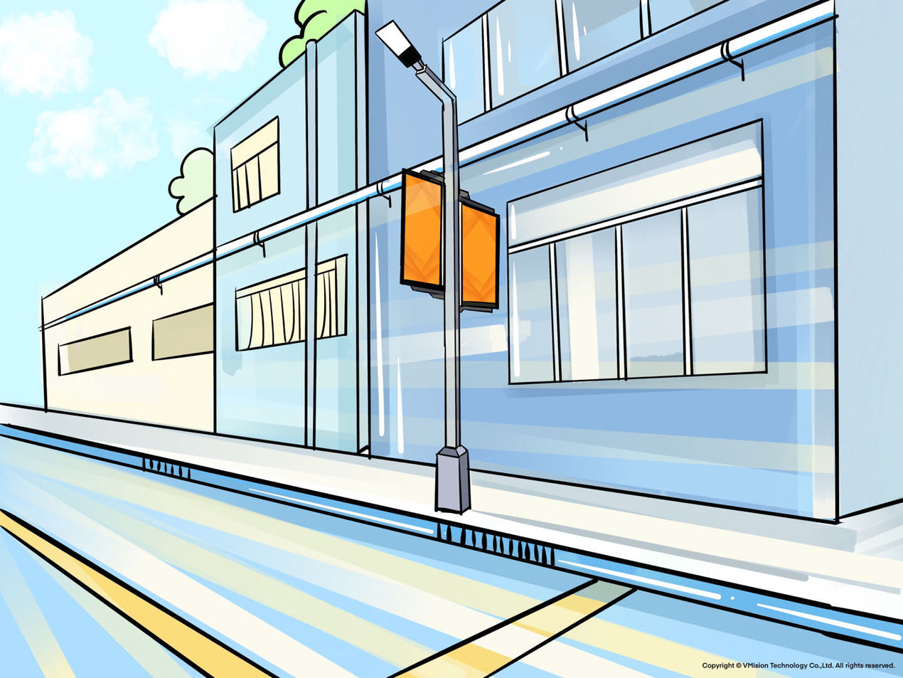 VM-ODV6 Outdoor Full Aluminum Light Pole Digital Signage – VMision